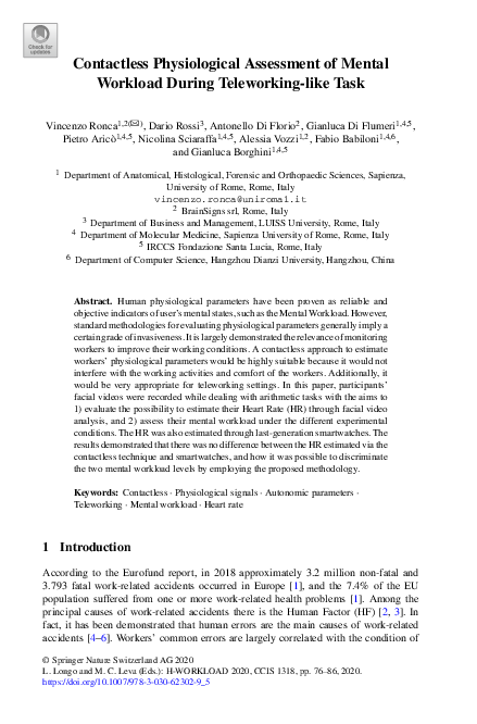 (PDF) Contactless Mental Workload Assessment via Video