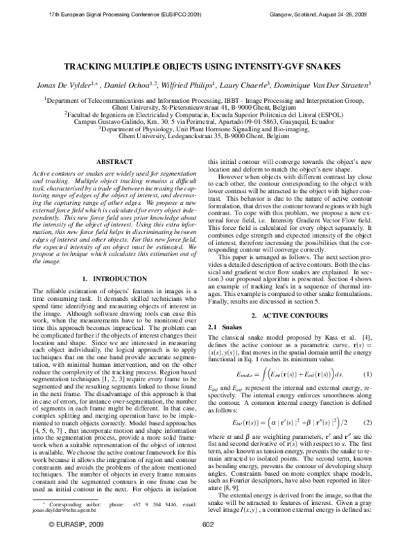 (PDF) Tracking Multiple Objects Using Intensity-GVF Snakes