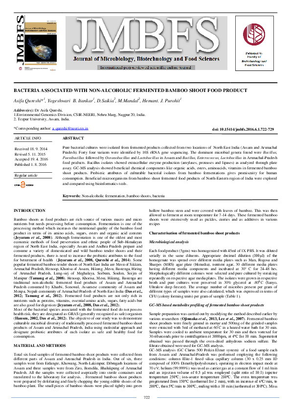 (PDF) Bacteria Associated with Non-Alcoholic Fermented Bamboo Shoot ...