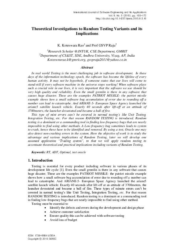 (PDF) Theoretical Investigations to Random Testing Variants and its ...