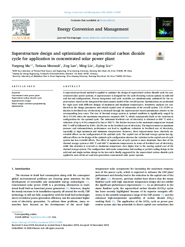 (PDF) Superstructure design and optimization on supercritical carbon dioxide cycle for ...