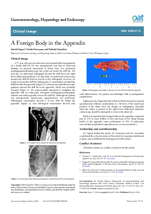(PDF) A foreign body in the appendix