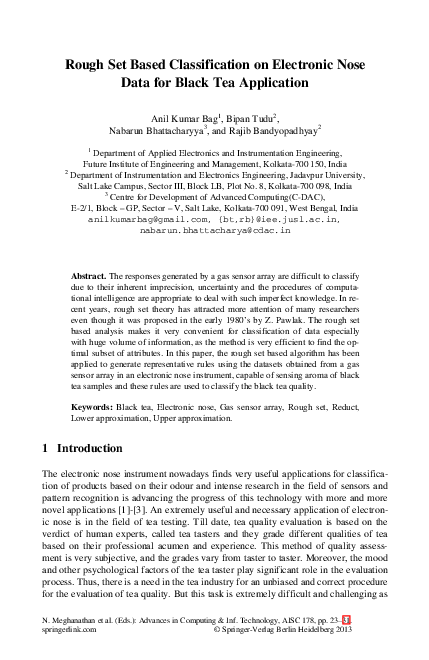(PDF) Rough Set Based Classification on Electronic Nose Data for Black ...