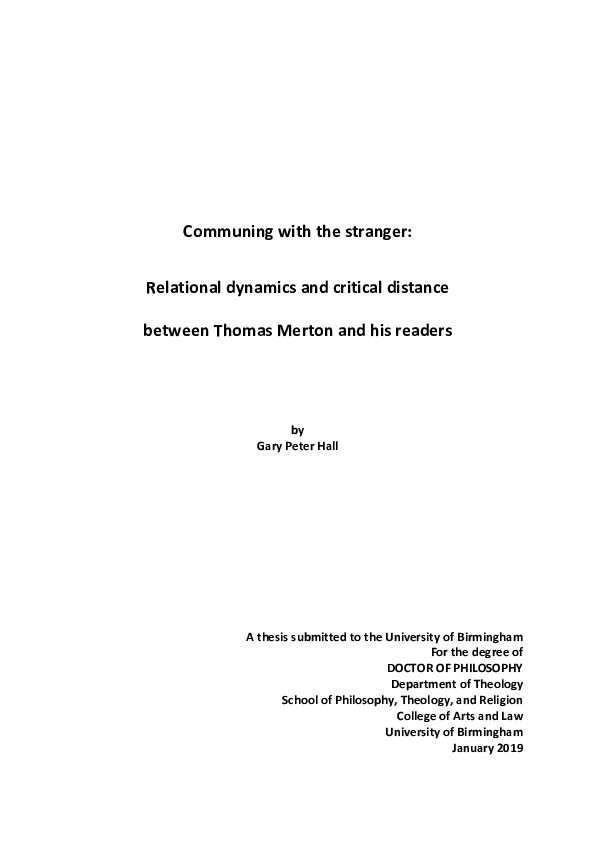 (PDF) Communing with the stranger: relational dynamics and critical ...
