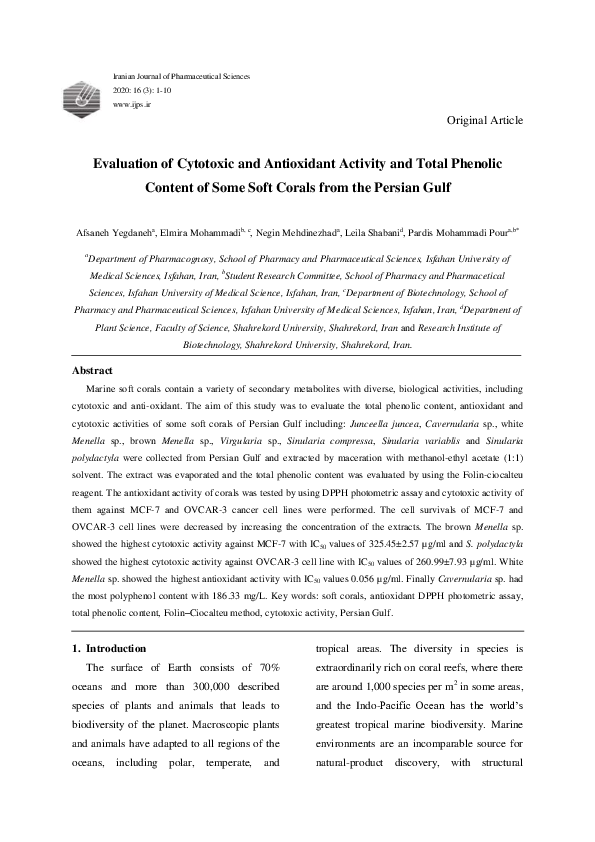 (PDF) Evaluation of Cytotoxic and Antioxidant Activity and Total Phenolic Content of Some Soft ...