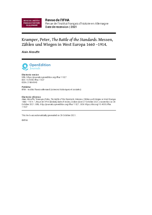 (PDF) Peter Kramper, The Battle of the Standards