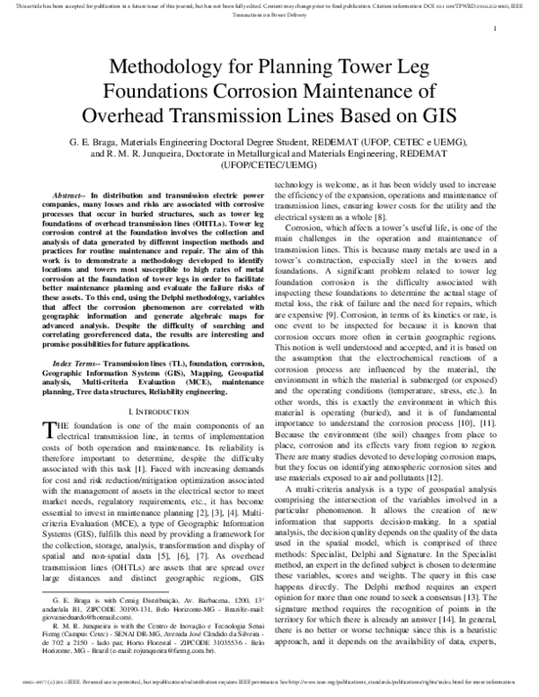 (PDF) Methodology for Planning Tower Leg Foundations Corrosion ...
