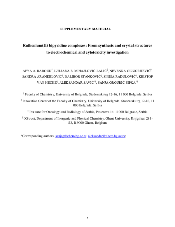 (PDF) Ruthenium(II) bipyridine complexes: from synthesis and crystal ...