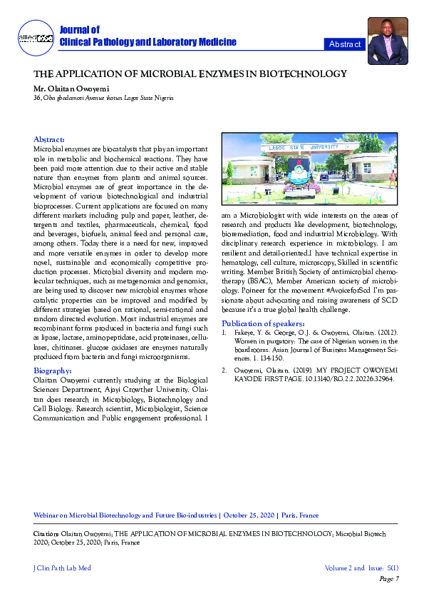 (PDF) The application of microbial enzymes in biotechnology