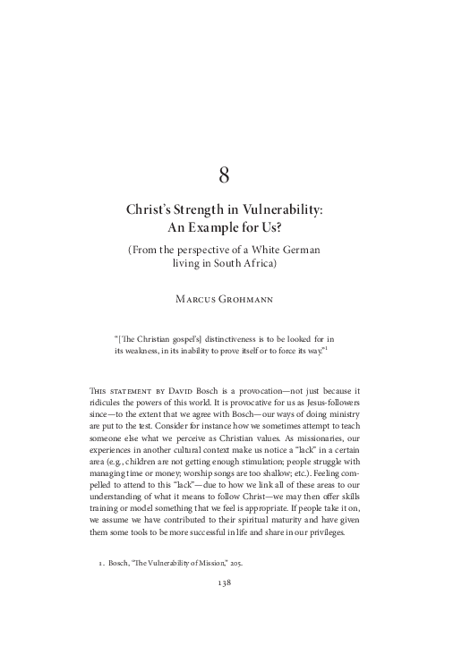 (PDF) Christ's Strength in Vulnerability: An Example for Us?