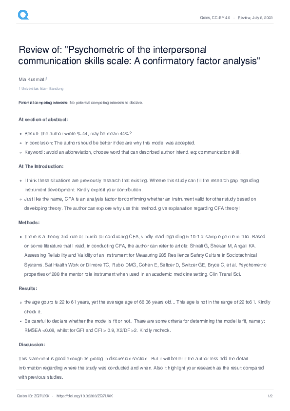 (PDF) Review of: "Psychometric of the interpersonal communication ...