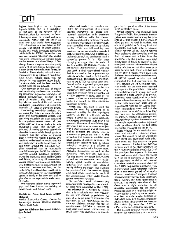 (PDF) Test for Diabetes Treatment Satisfaction Tested