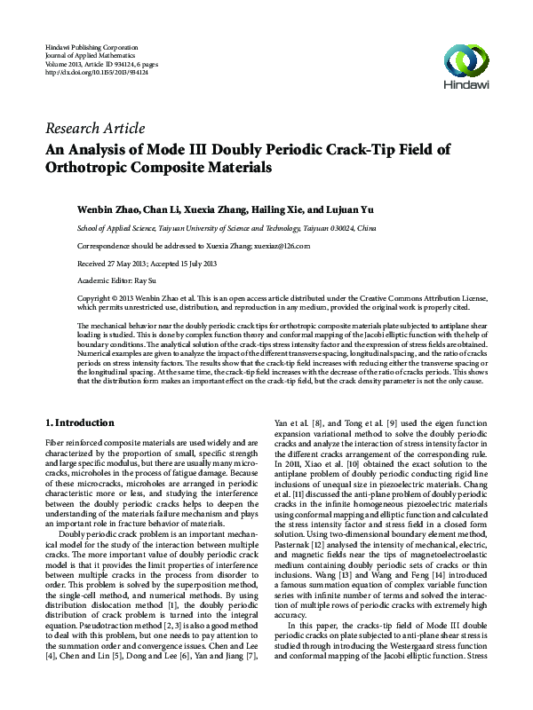(PDF) An Analysis of Mode III Doubly Periodic Crack-Tip Field of ...