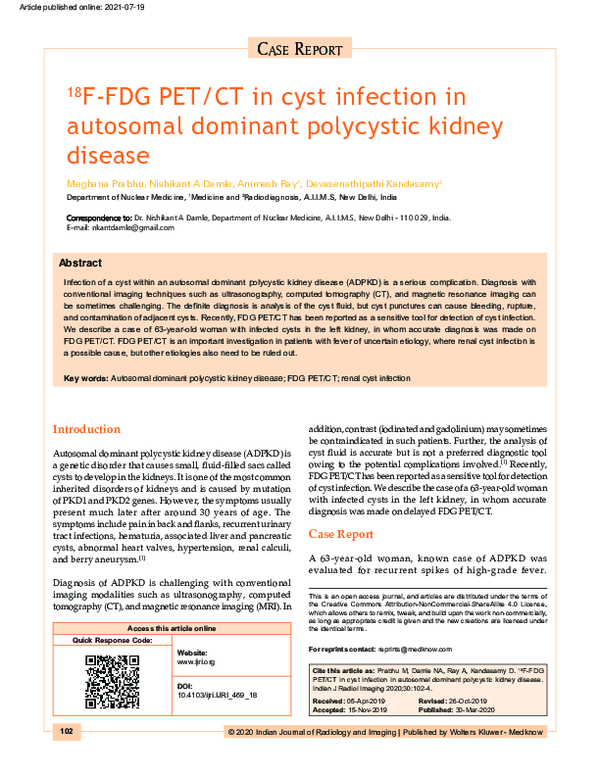 (PDF) 18F-FDG PET/CT in cyst infection in autosomal dominant polycystic ...