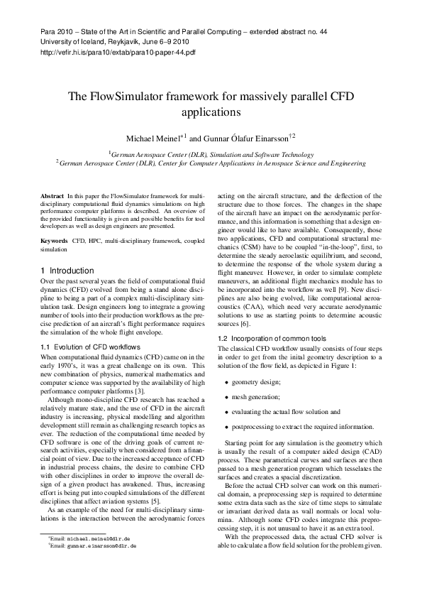 Pdf The Flowsimulator Framework For Massively Parallel Cfd Applications 
