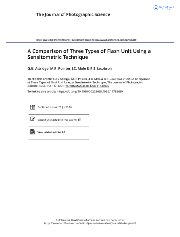 (PDF) A Comparison of Three Types of Flash Unit Using a Sensitometric ...