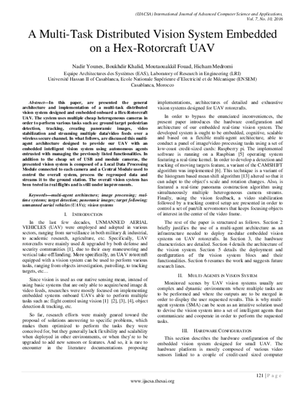 (PDF) A Multi-Task Distributed Vision System Embedded on a Hex-Rotorcraft UAV