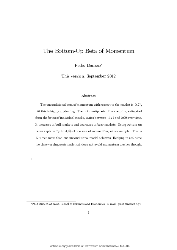 (PDF) The Bottom-Up Beta of Momentum