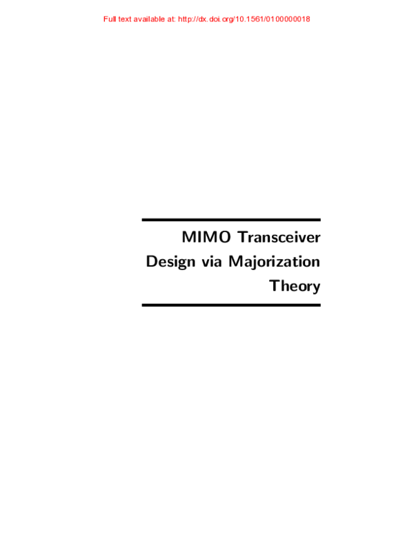 (PDF) MIMO Transceiver Design via Majorization Theory