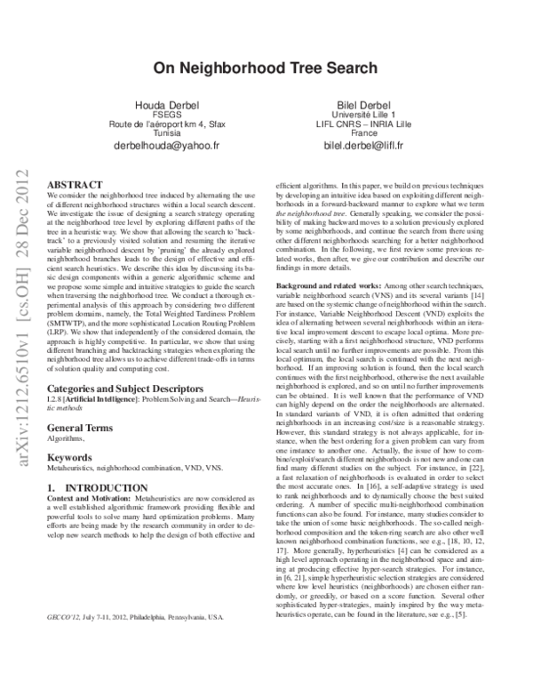 (PDF) On neighborhood tree search