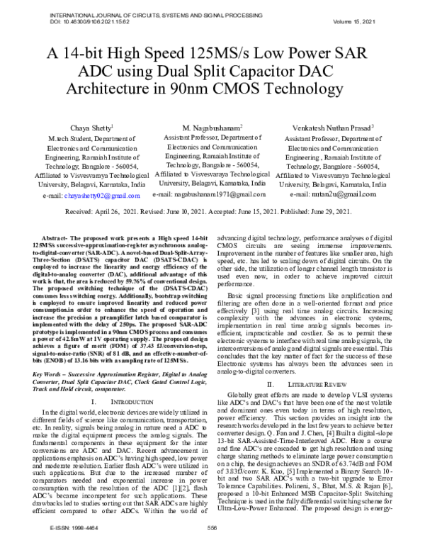 (PDF) A 14-bit High Speed 125MS/s Low Power SAR ADC using Dual Split ...