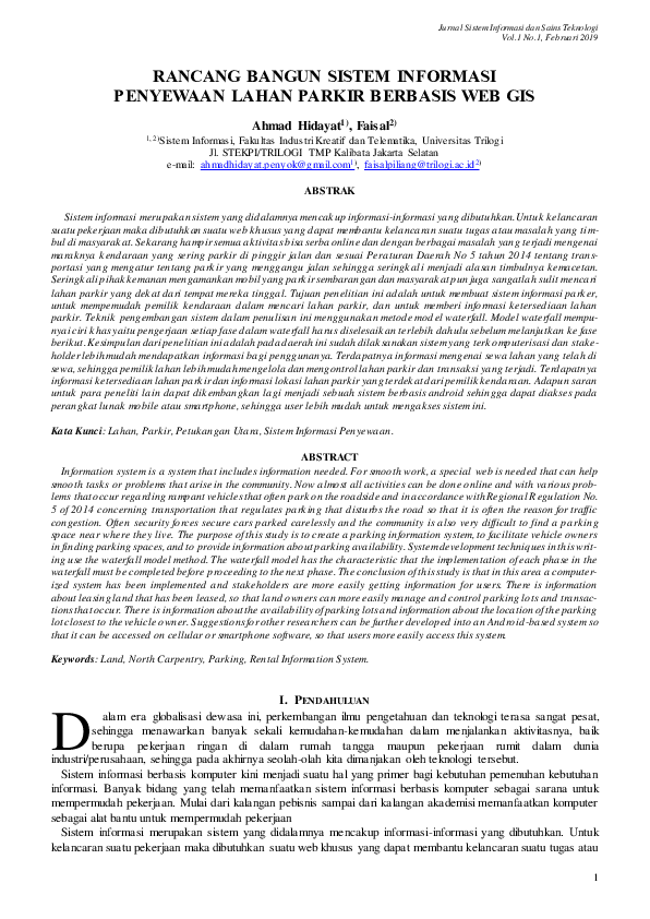 (PDF) Rancang Bangun Sistem Informasi Penyewaan Lahan Parkir Berbasis ...