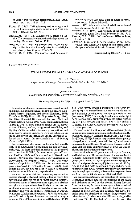 (PDF) Female Dimorphism in a Male-Monomorphic Species