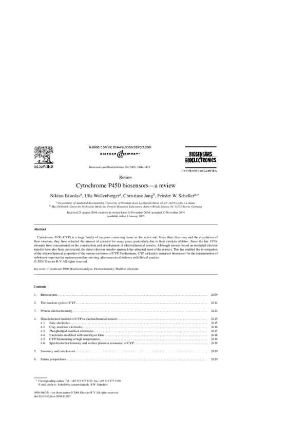 (PDF) Cytochrome P450 biosensors—a review
