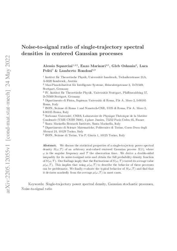 Pdf Noise To Signal Ratio Of Single Trajectory Spectral Densities In Centered Gaussian Processes