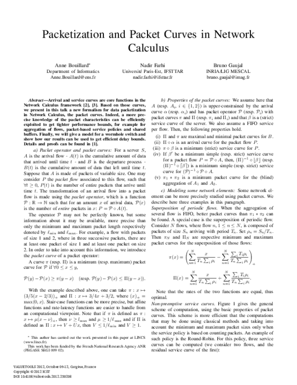 (PDF) Packetization and Packet Curves in Network Calculus