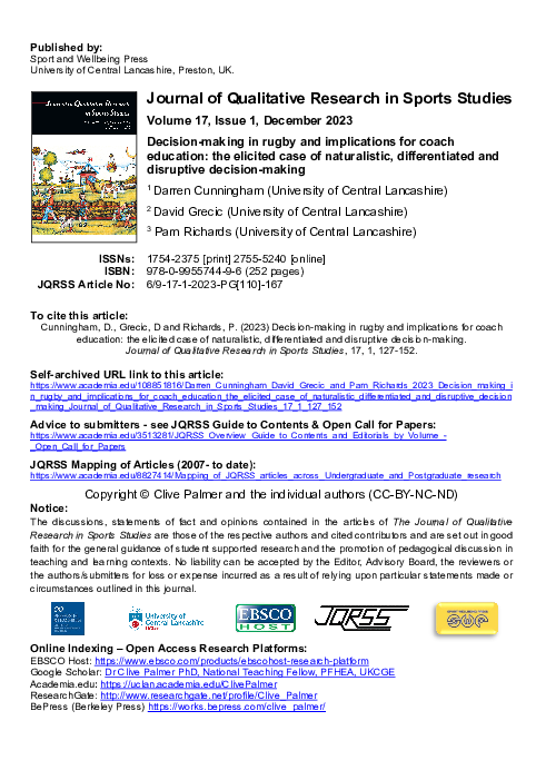 (PDF) Darren Cunningham, David Grecic and Pam Richards (2023) Decision ...