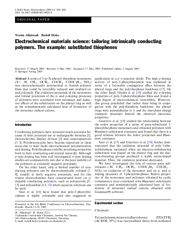 (PDF) Electrochemical materials science: tailoring intrinsically ...