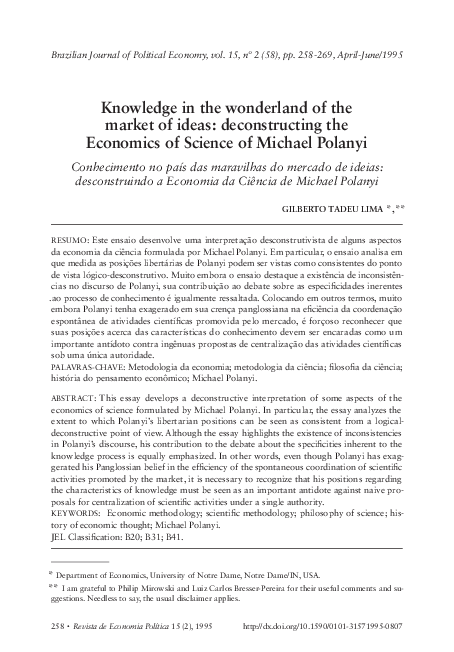 (PDF) Knowledge in the wonderland of the market of ideas : deconstructing the economics os ...