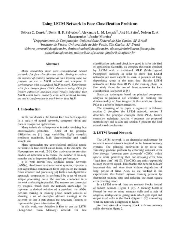 (PDF) Using LSTM Network In Face Classification Problems