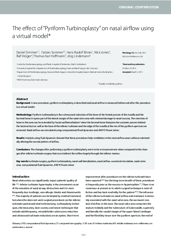 (PDF) The effect of Pyriform Turbinoplasty on nasal airflow using a ...