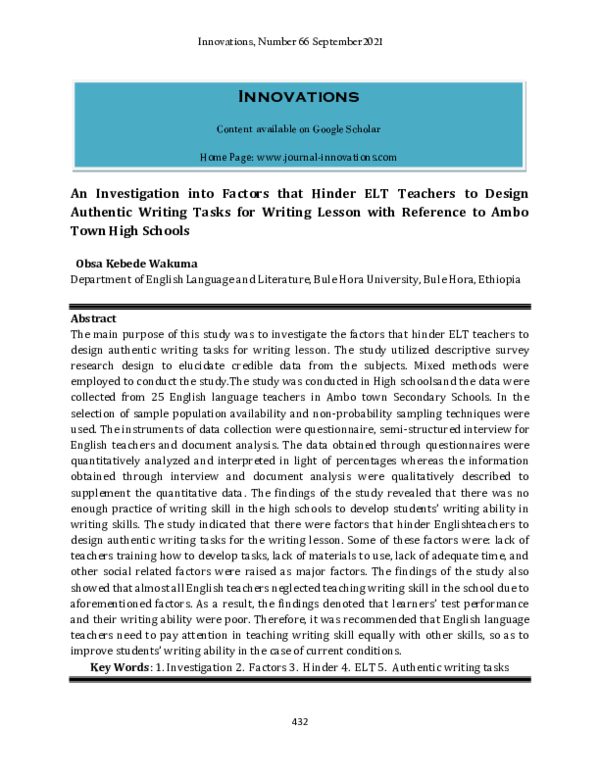(PDF) An Investigation into Factors that Hinder ELT Teachers to Design ...