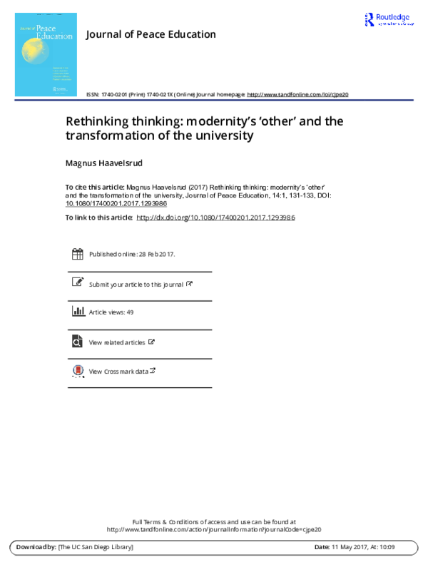 (PDF) Rethinking thinking: modernity’s ‘other’ and the transformation ...