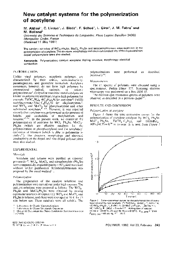 (PDF) New catalyst systems for the polymerization of acetylene