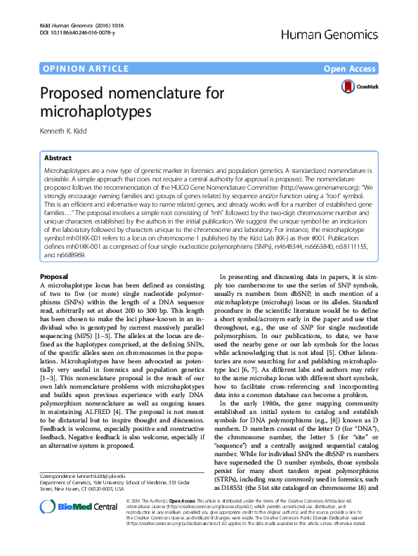 (PDF) Proposed nomenclature for microhaplotypes