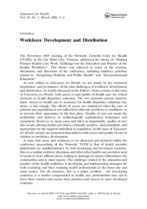 (PDF) Workforce development and distribution