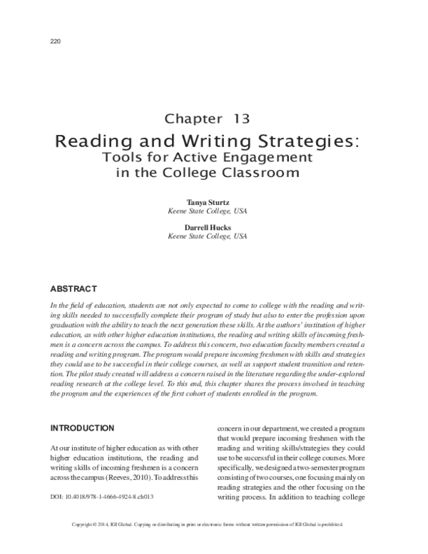 (PDF) Reading and Writing Strategies