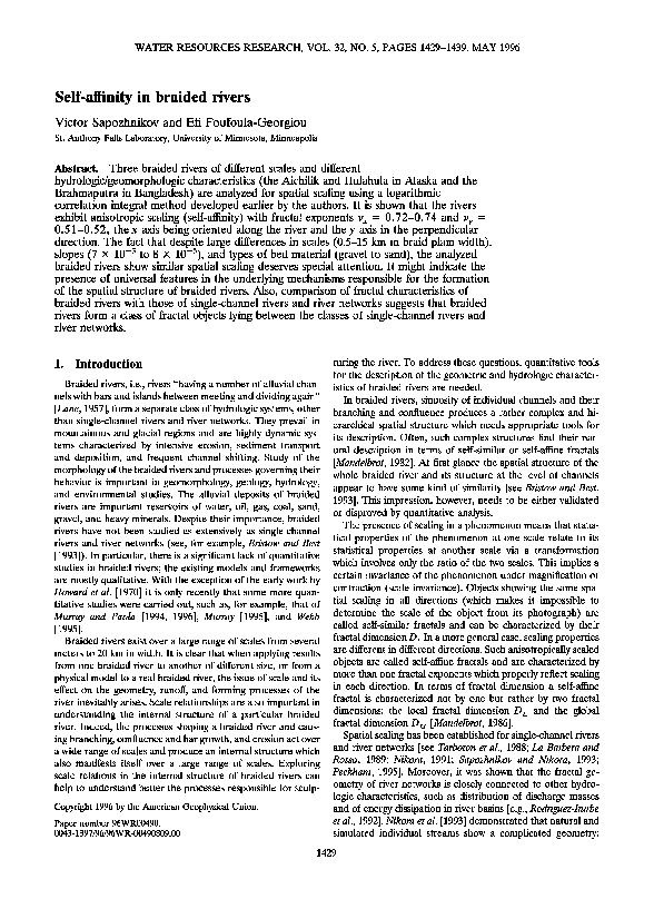 (PDF) Self-Affinity in Braided Rivers (PDF) Self-Affinity in Braided Rivers