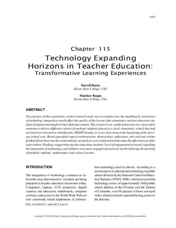 Technology Expanding Horizons in Teacher Education