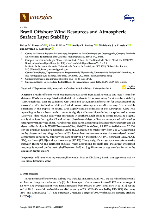 (PDF) Offshore Wind Resources in Brazil's EEZ