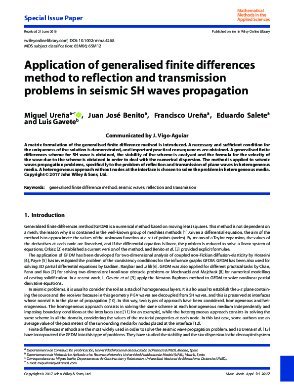 Pdf Application Of Generalised Finite Differences Method To