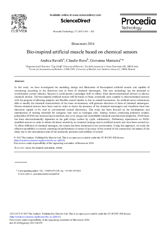 (PDF) Bio-inspired Artificial Muscle Based on Chemical Sensors ...