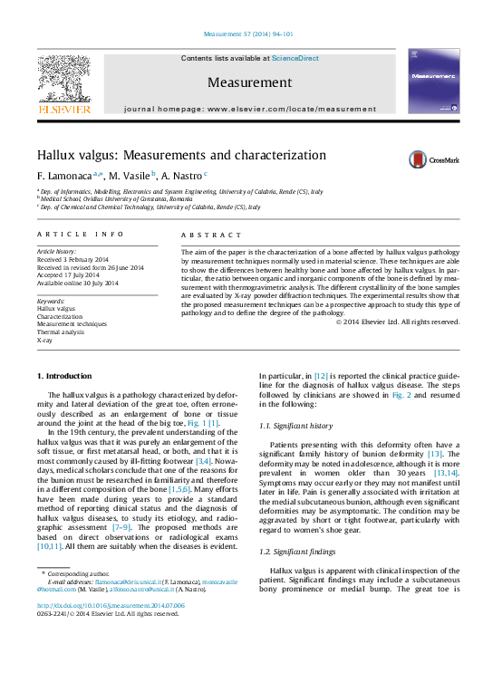 (PDF) Hallux valgus: Measurements and characterization