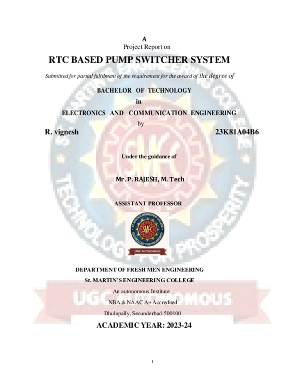 Pdf Rtc Based Pump Switcher System Prem Sai
