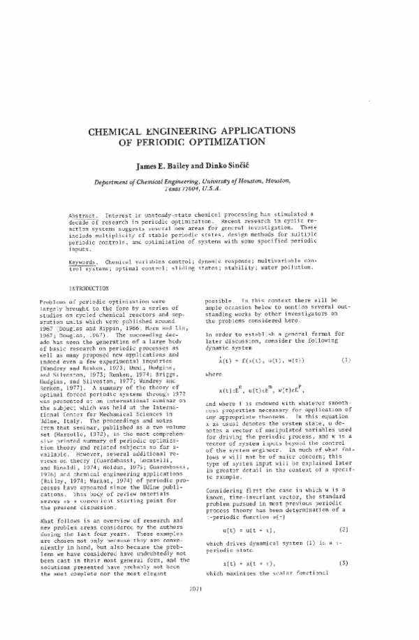 (PDF) Chemical Engineering Applications of Periodic Optimization