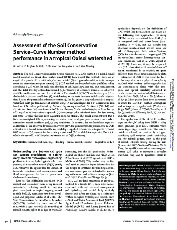 (PDF) Assessment of the Soil Conservation Service–Curve Number method ...